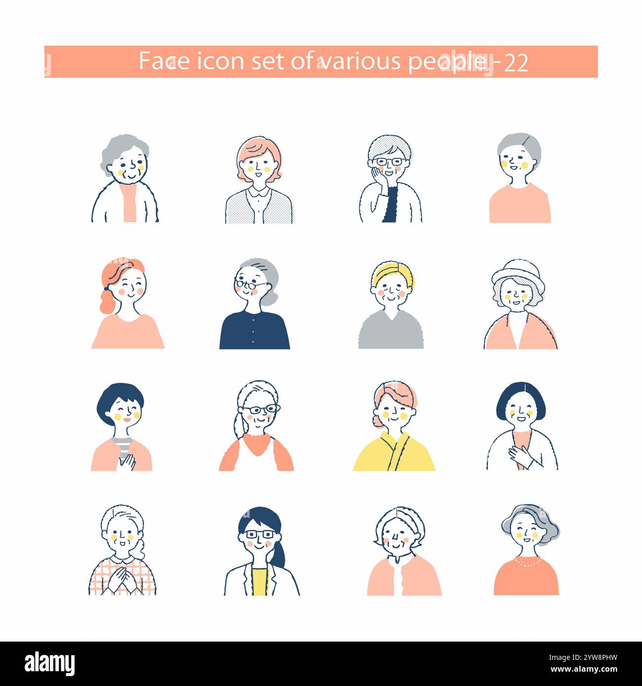 Senior woman Icon set Upper body Stock Photo - Alamy