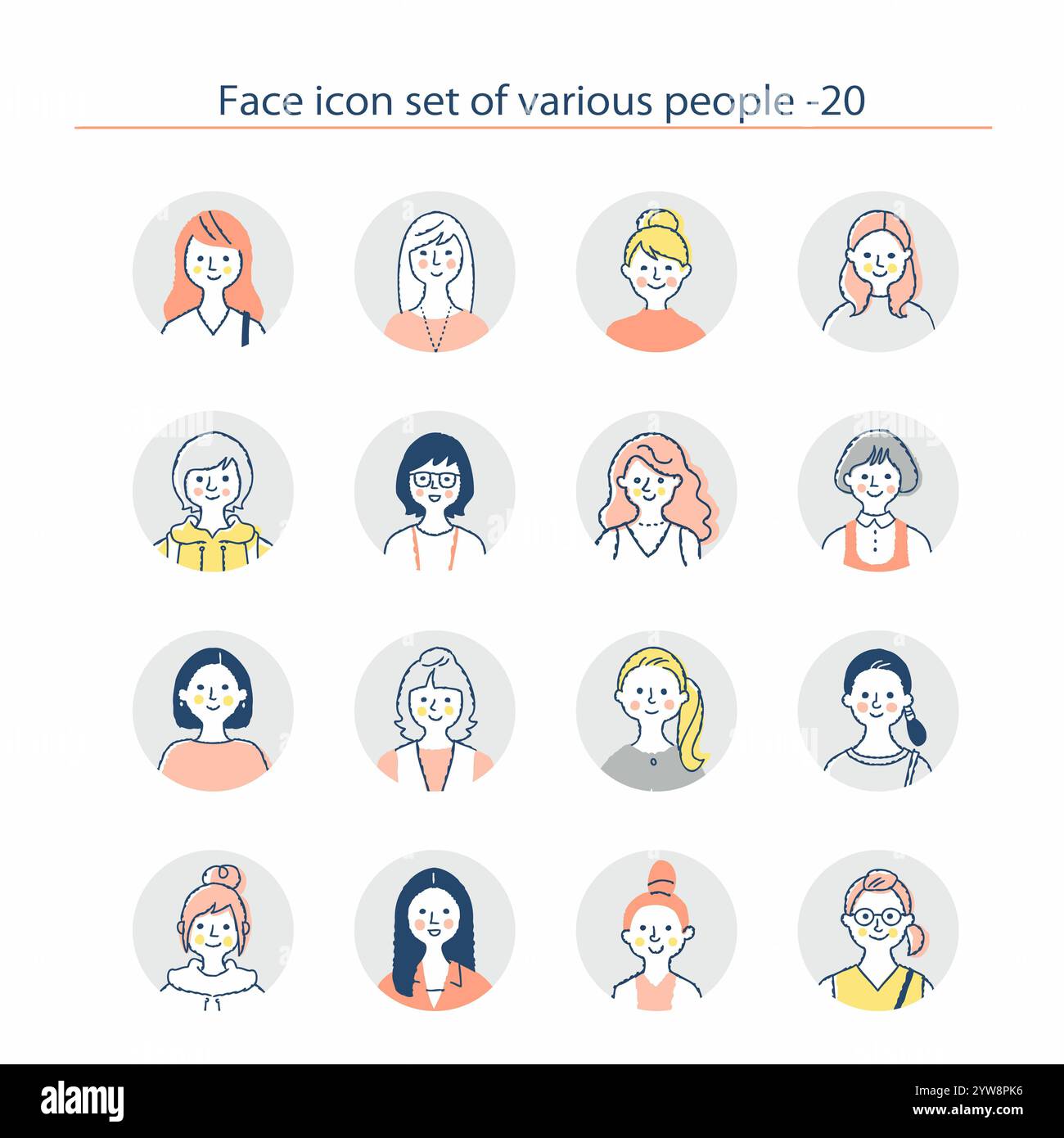 Young woman Icon set Upper body Stock Photo - Alamy