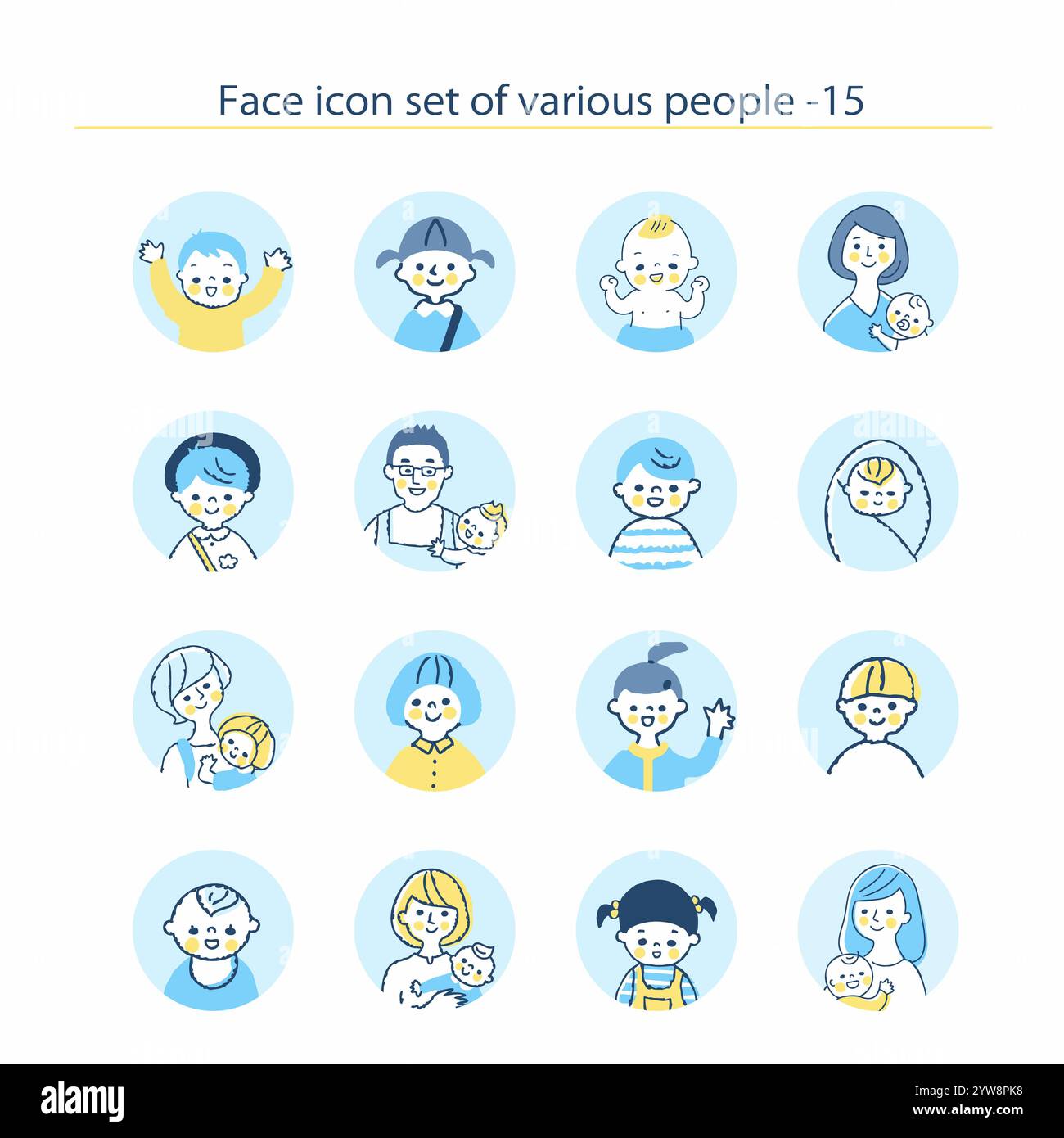 Parent and child with child Icon set Upper body Stock Photo - Alamy