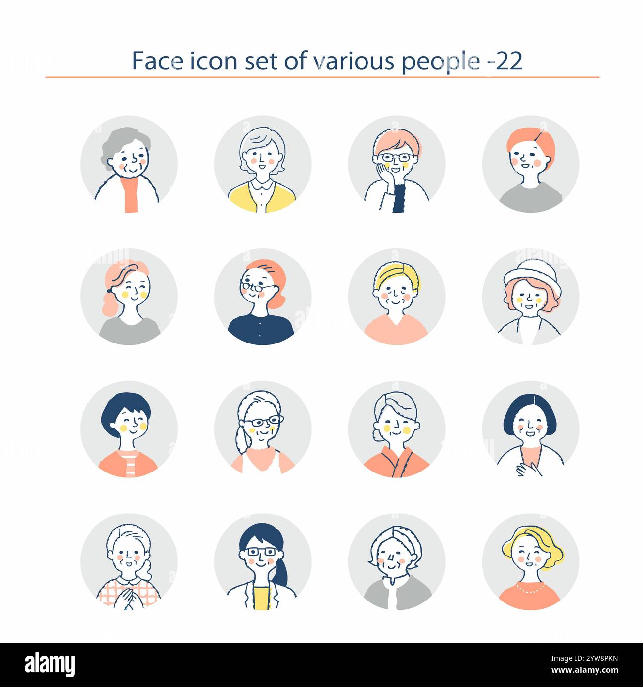 Senior woman Icon set Upper body Stock Photo - Alamy