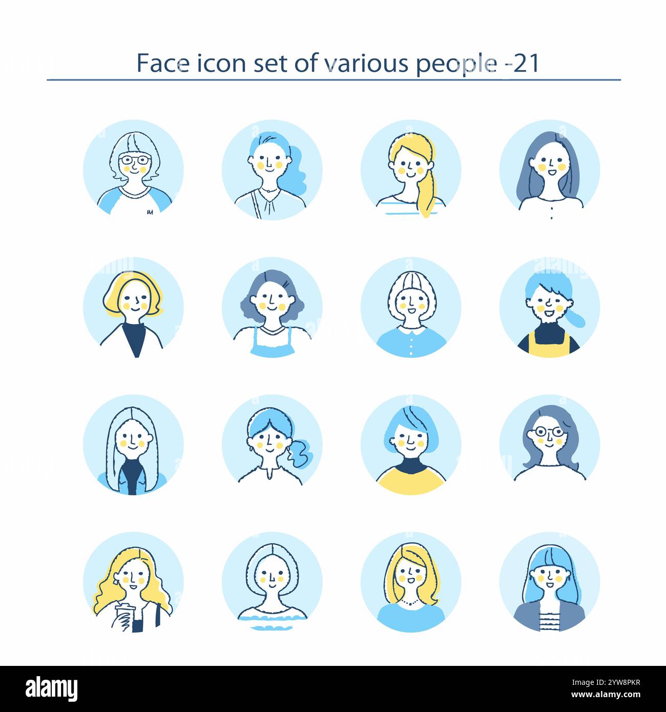 Young woman Icon set Upper body Stock Photo - Alamy