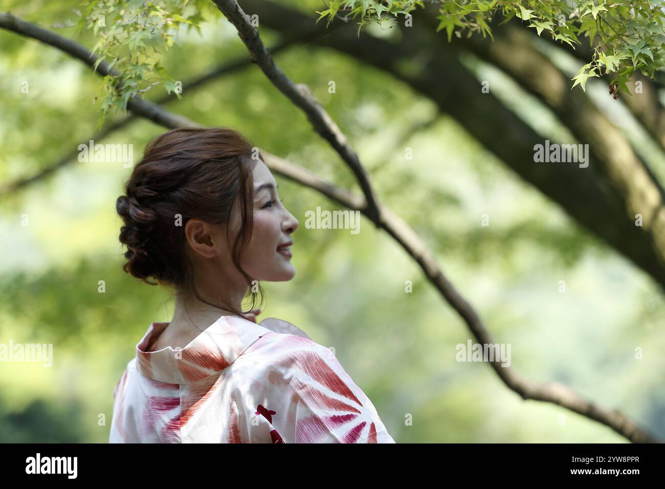 Japanese woman in yukata Stock Photo - Alamy