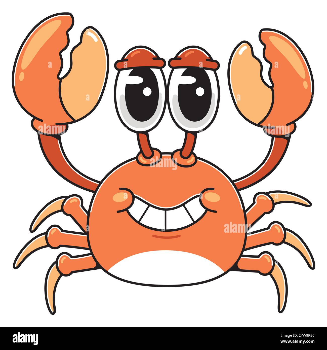 Cute Cartoon Crab Character – Smiling Sea Creature Illustration Stock ...