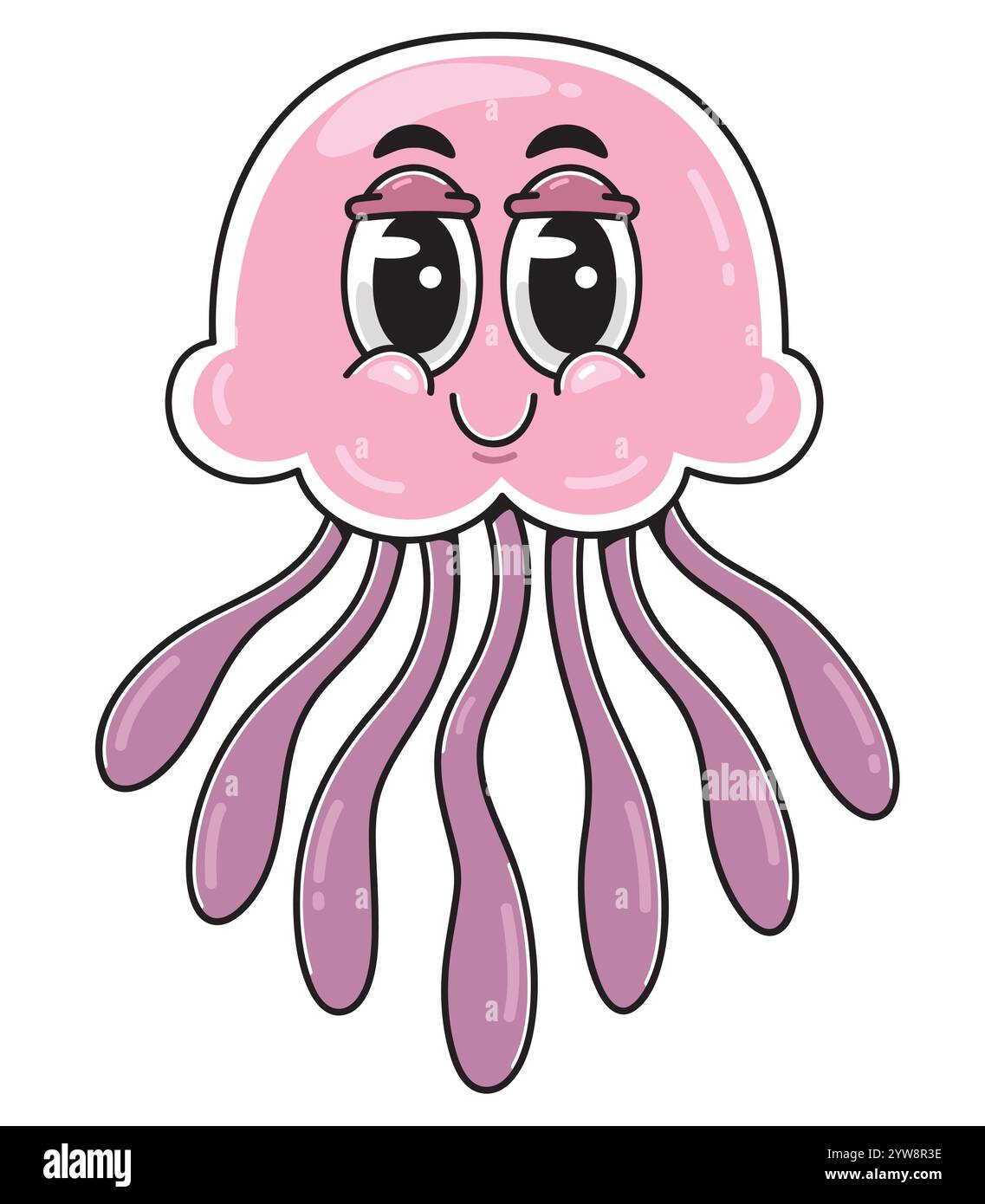 Cute Cartoon Jellyfish – Smiling Sea Creature Illustration Stock Vector ...