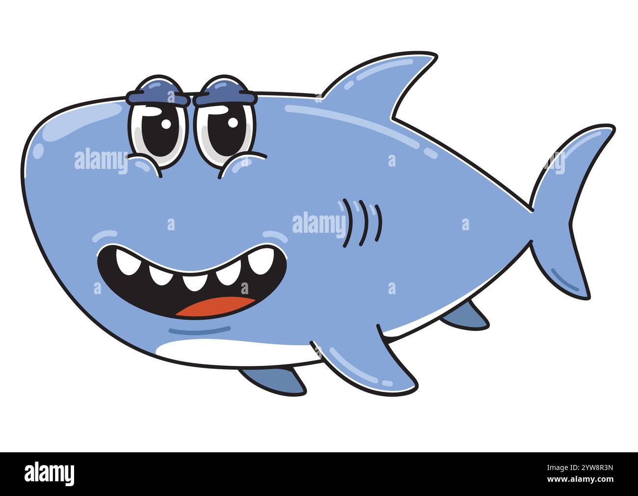 Cute Cartoon Shark – Smiling Ocean Predator Illustration Stock Vector ...