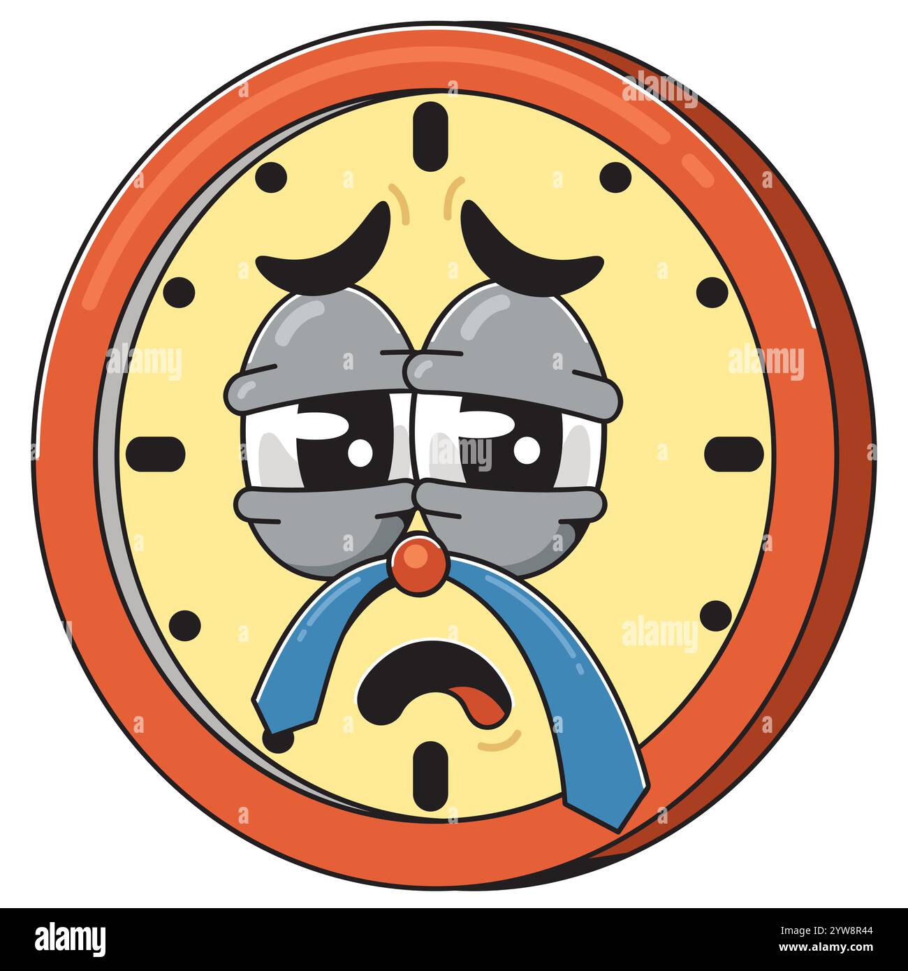Sad Cartoon Clock Character Stock Vector Image & Art - Alamy