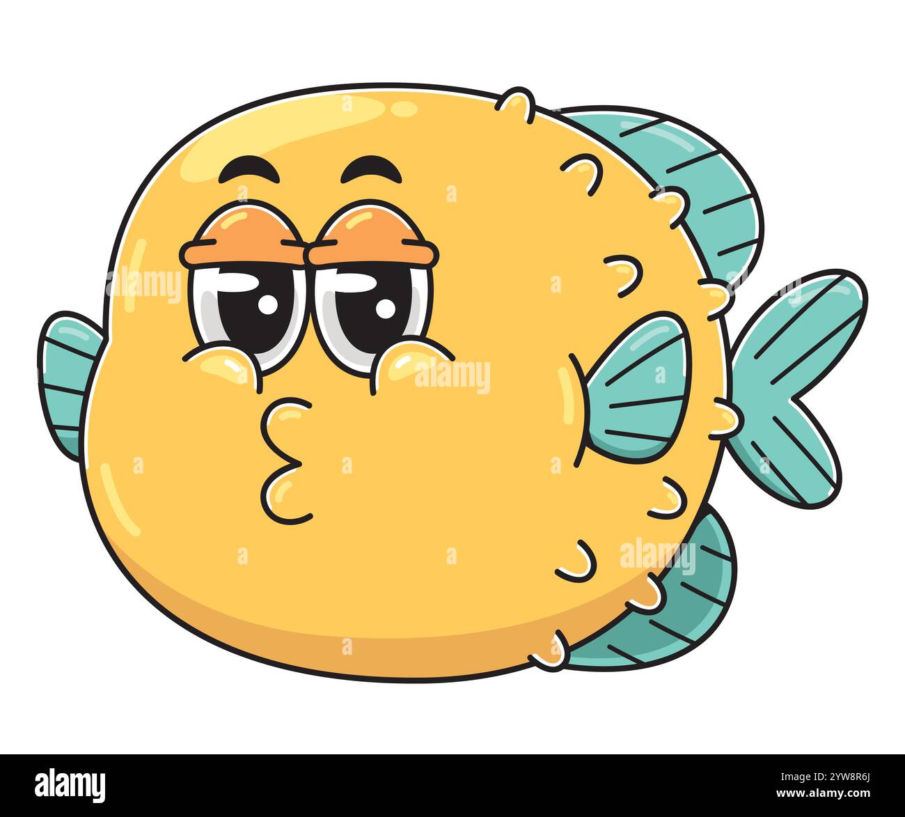 Cute Cartoon Pufferfish – Puffy Sea Creature Illustration Stock Vector ...
