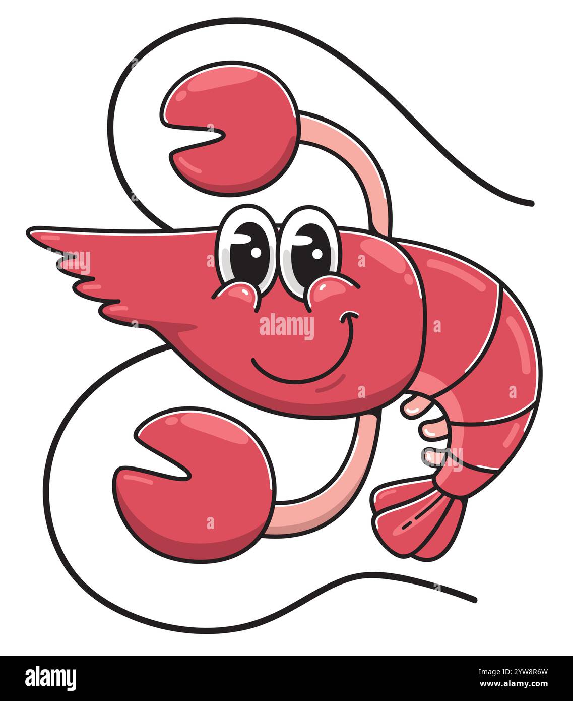 Cute Cartoon Shrimp – Happy Sea Creature Illustration Stock Vector ...
