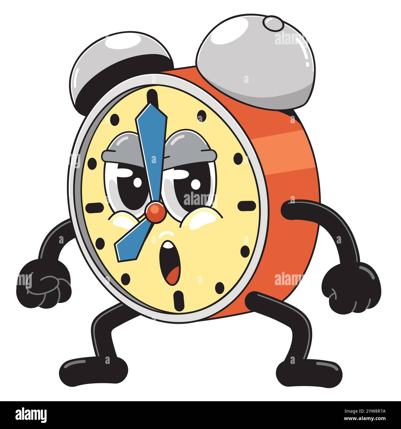 Cartoon Character Alarm Clock Illustration Stock Vector Image & Art - Alamy