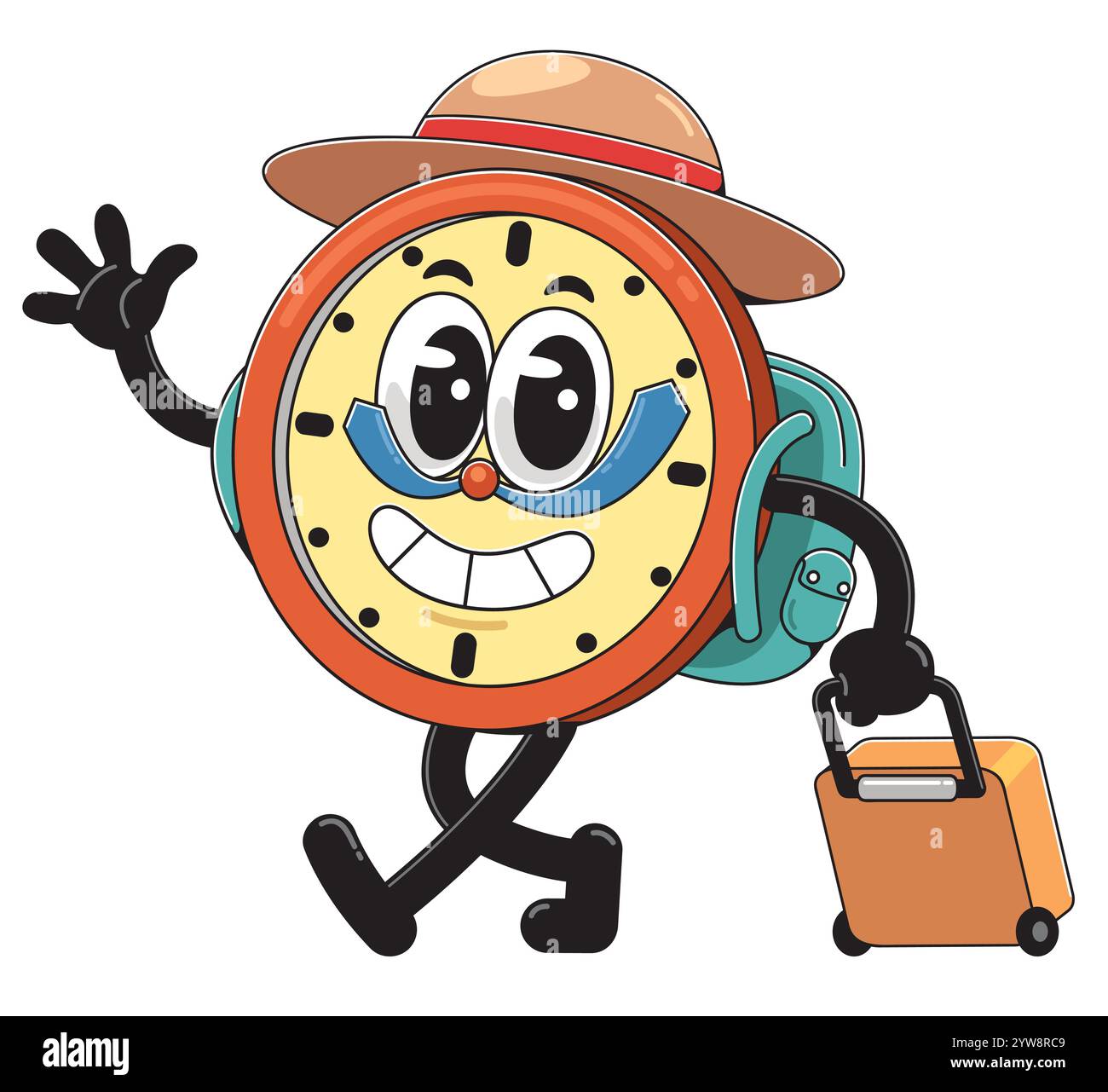 Cartoon Clock Character go on vacation Stock Vector Image & Art - Alamy