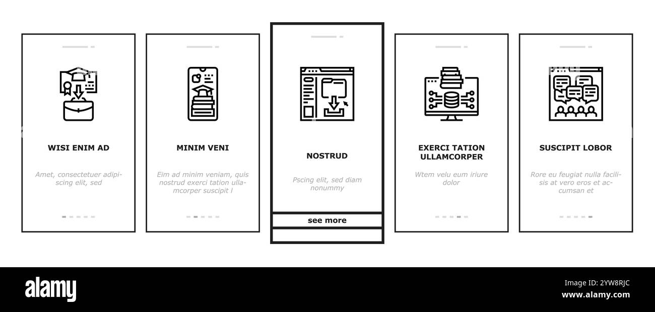 online learning platform web onboarding icons set vector Stock Vector ...