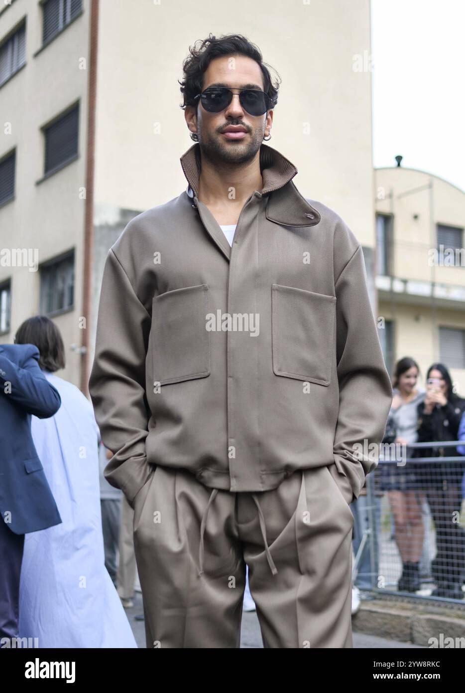 Italian singer Mahmood after Tods fashion show during MIlano fashion ...