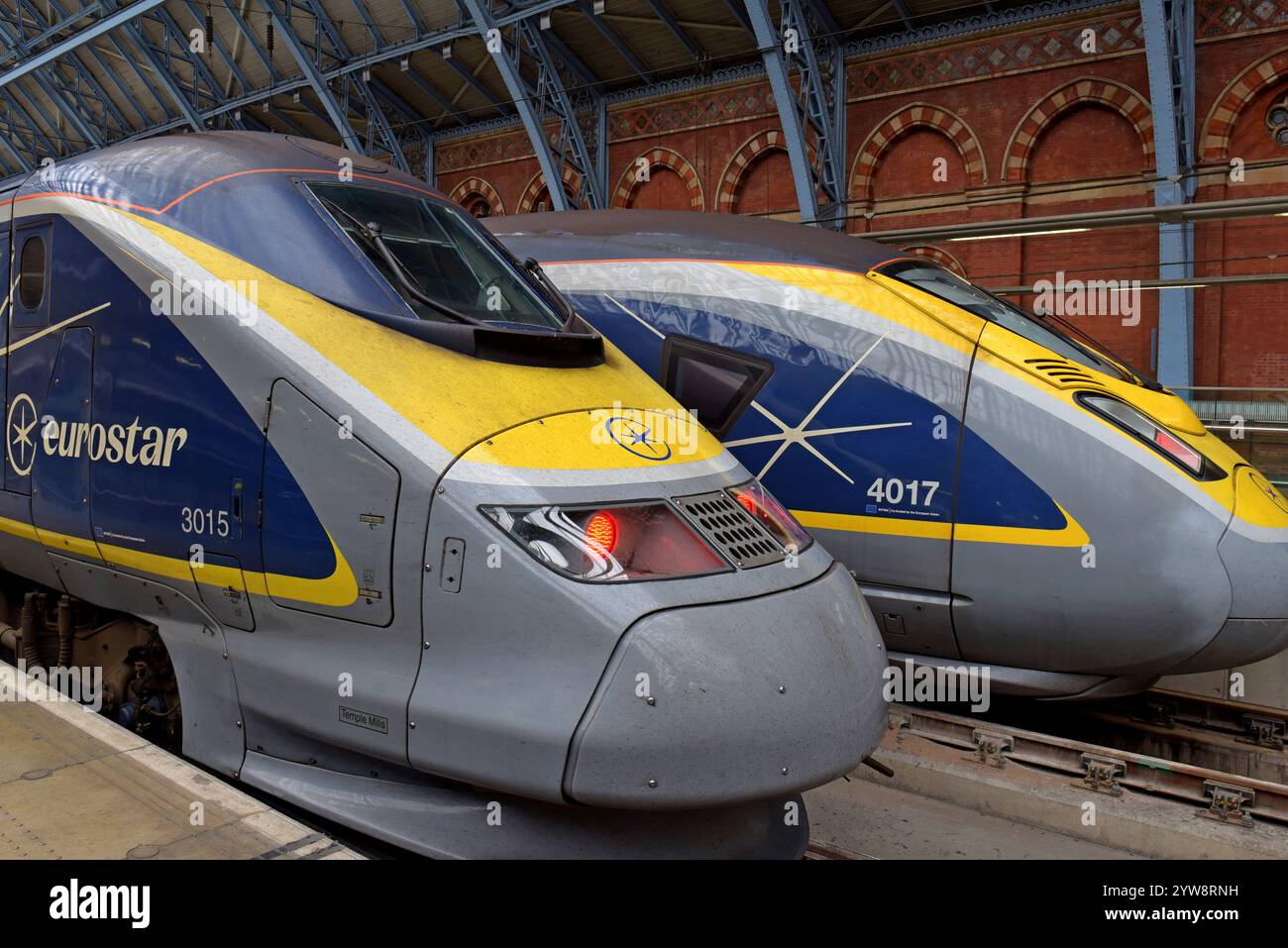 Eurostar channel tunnel trains, E300 front & E320 rear, at St Pancras Station, London, June 2024 ...