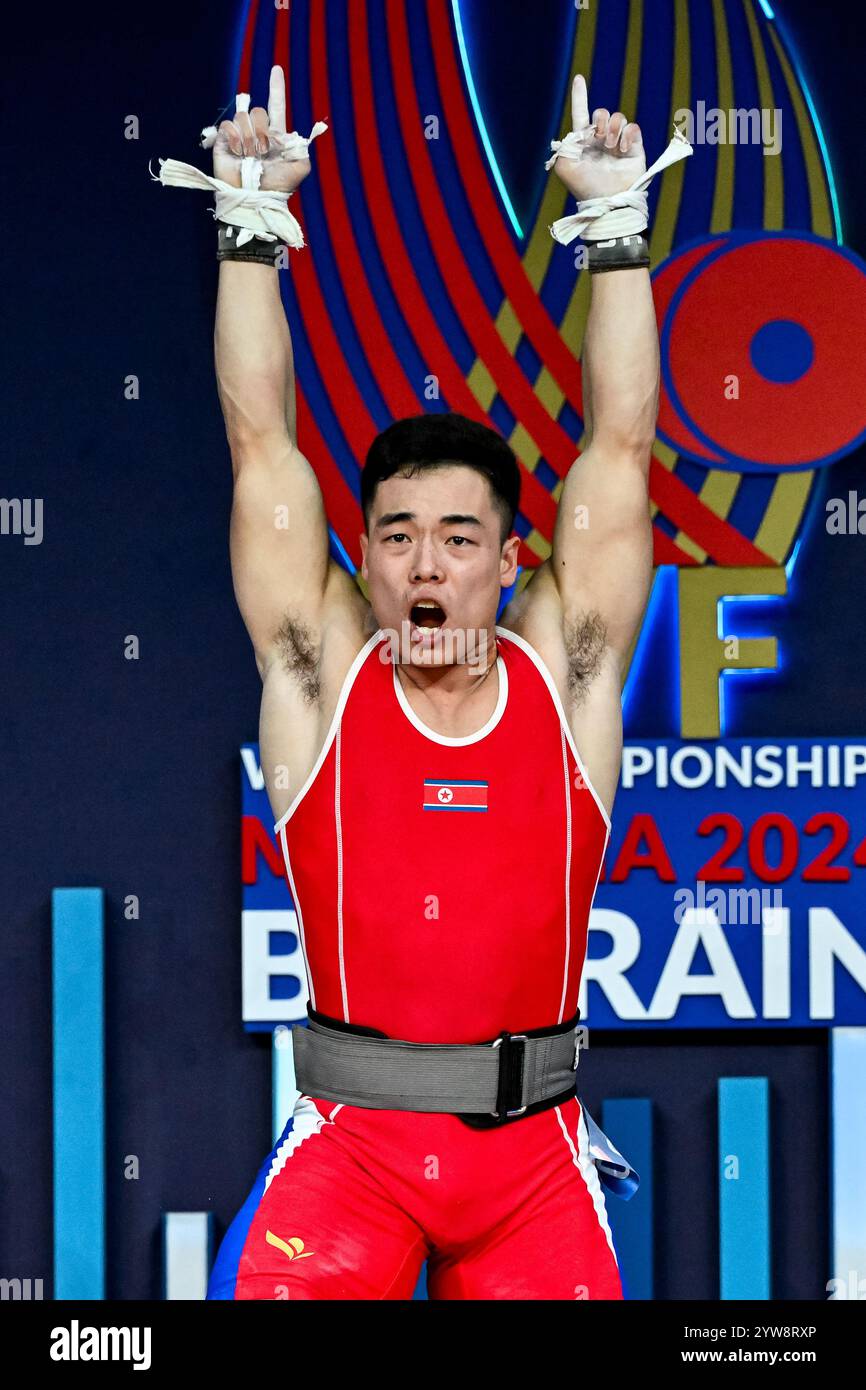 Ryong Hyon Ri of North Korea celebrates after winning the gold medal in ...