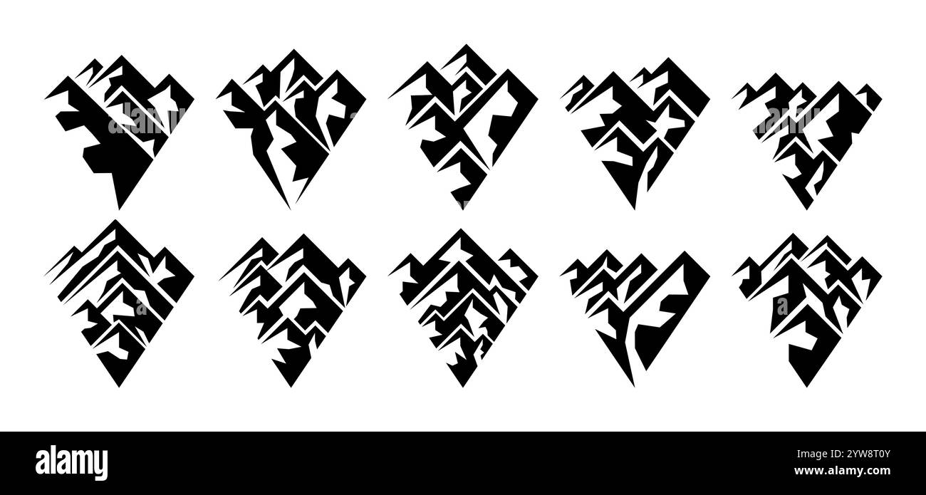 Silhouette of triangle mountain logo design set Stock Vector Image ...