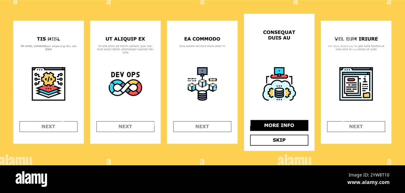 Software Engineer Computer Code Onboarding Icons Set Vector Stock
