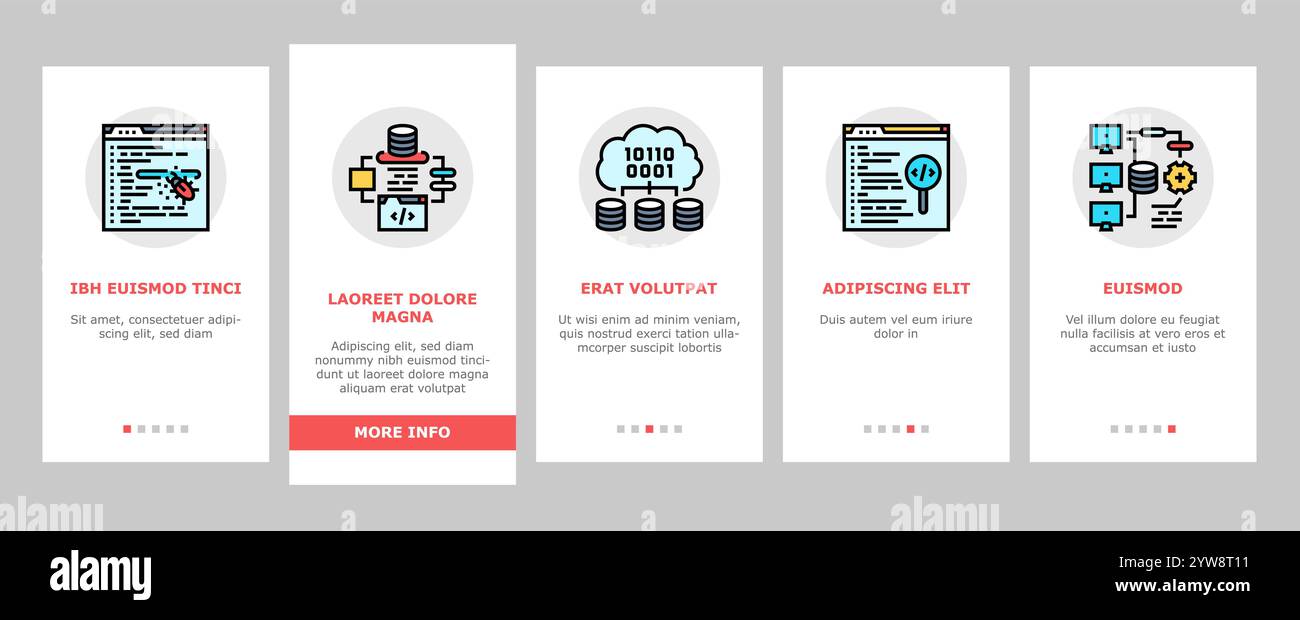 Software Engineer Computer Code Onboarding Icons Set Vector Stock