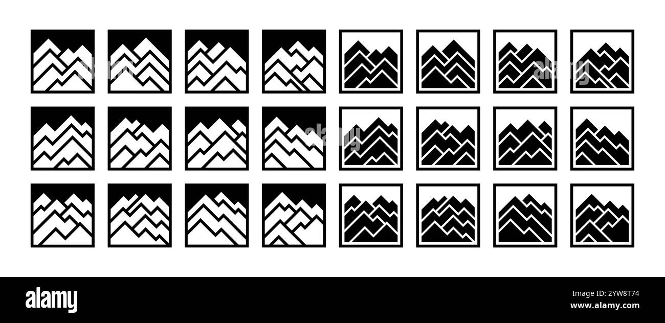 Simple line mountain peak square logo bundle Stock Vector Image & Art ...