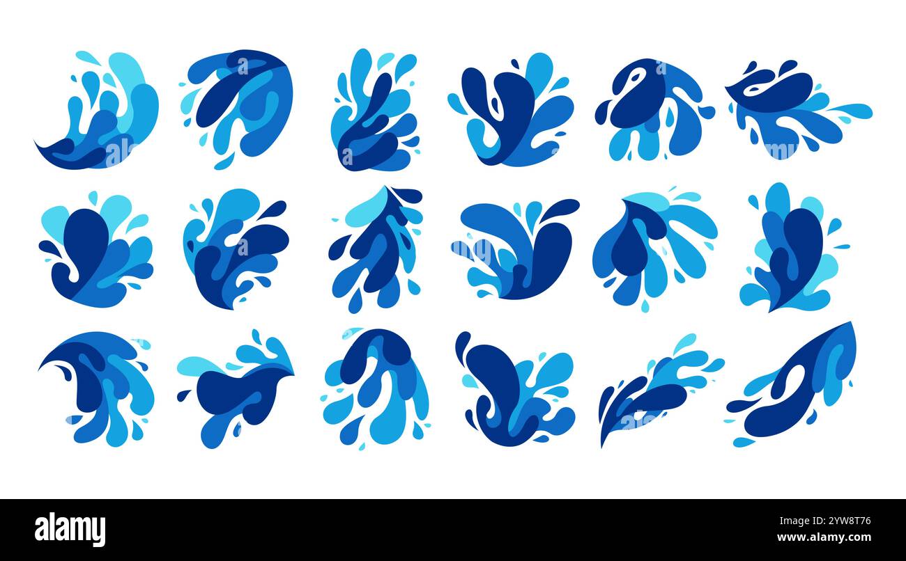 Flat blue water splash design set Stock Vector Image & Art - Alamy