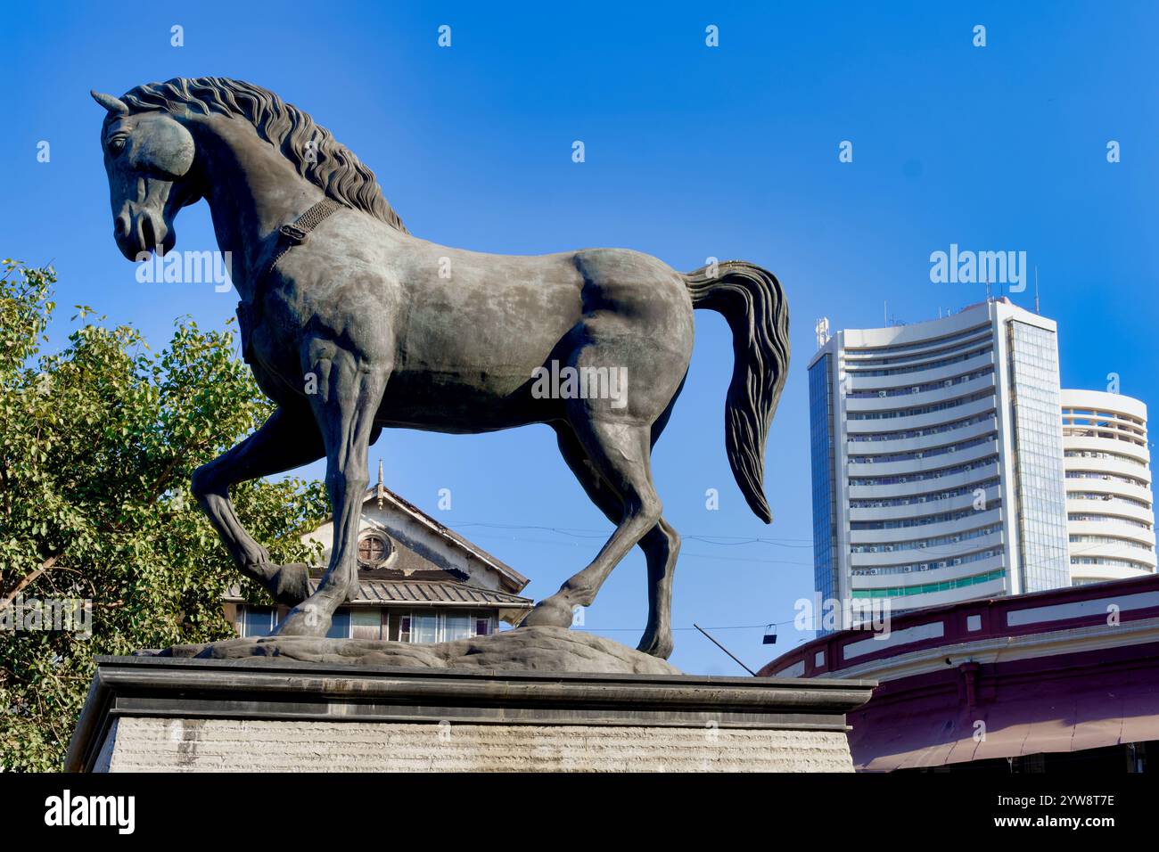 The Black Horse (Kala Ghoda) Monument in Fort area, Mumbai, India, with ...