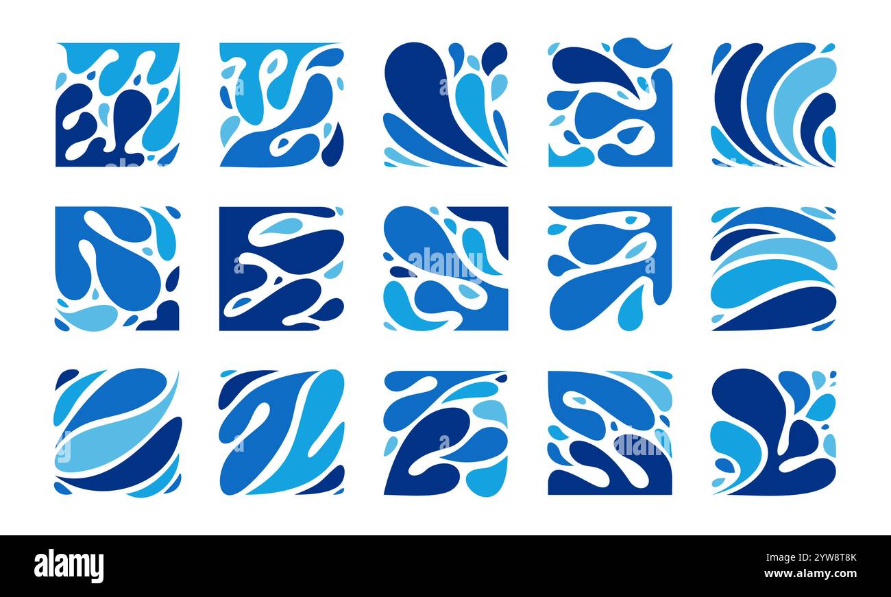Colorful water splash square design set Stock Vector Image & Art - Alamy