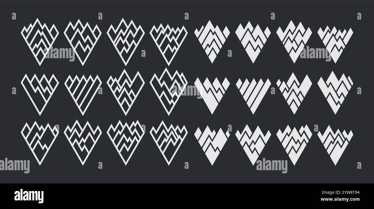 Set of line flat mountain peak triangle logo Stock Vector Image & Art ...