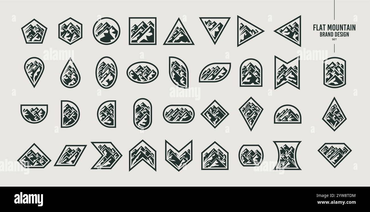 Set of basic shape mountain peak logo design Stock Vector Image & Art ...