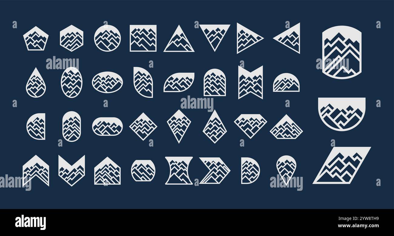 Flat basic shape mountain logo icon set Stock Vector Image & Art - Alamy