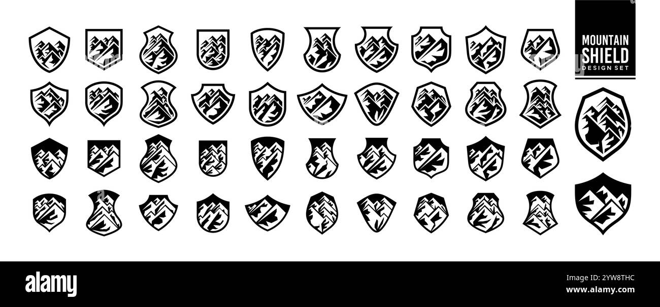 Abstract mountain shield logo design set Stock Vector Image & Art - Alamy