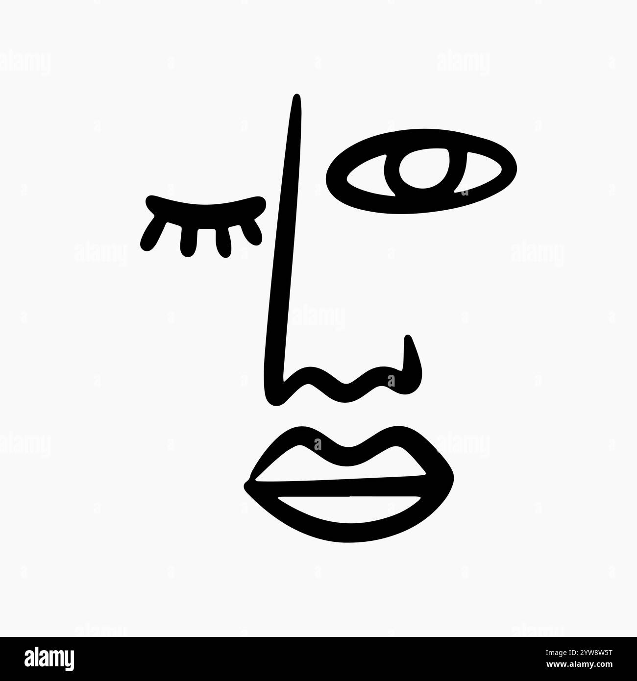 Abstract one line drawing woman face portrait logo Stock Vector Image ...