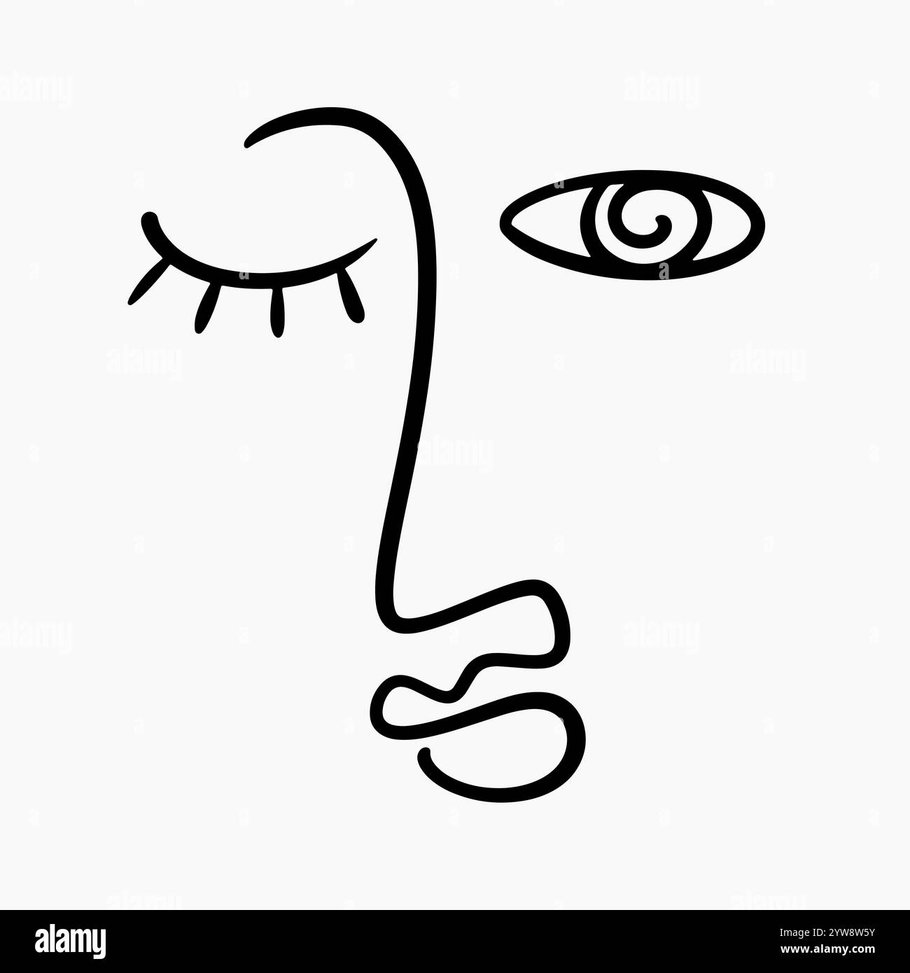 Abstract one line drawing woman face portrait logo Stock Vector Image ...