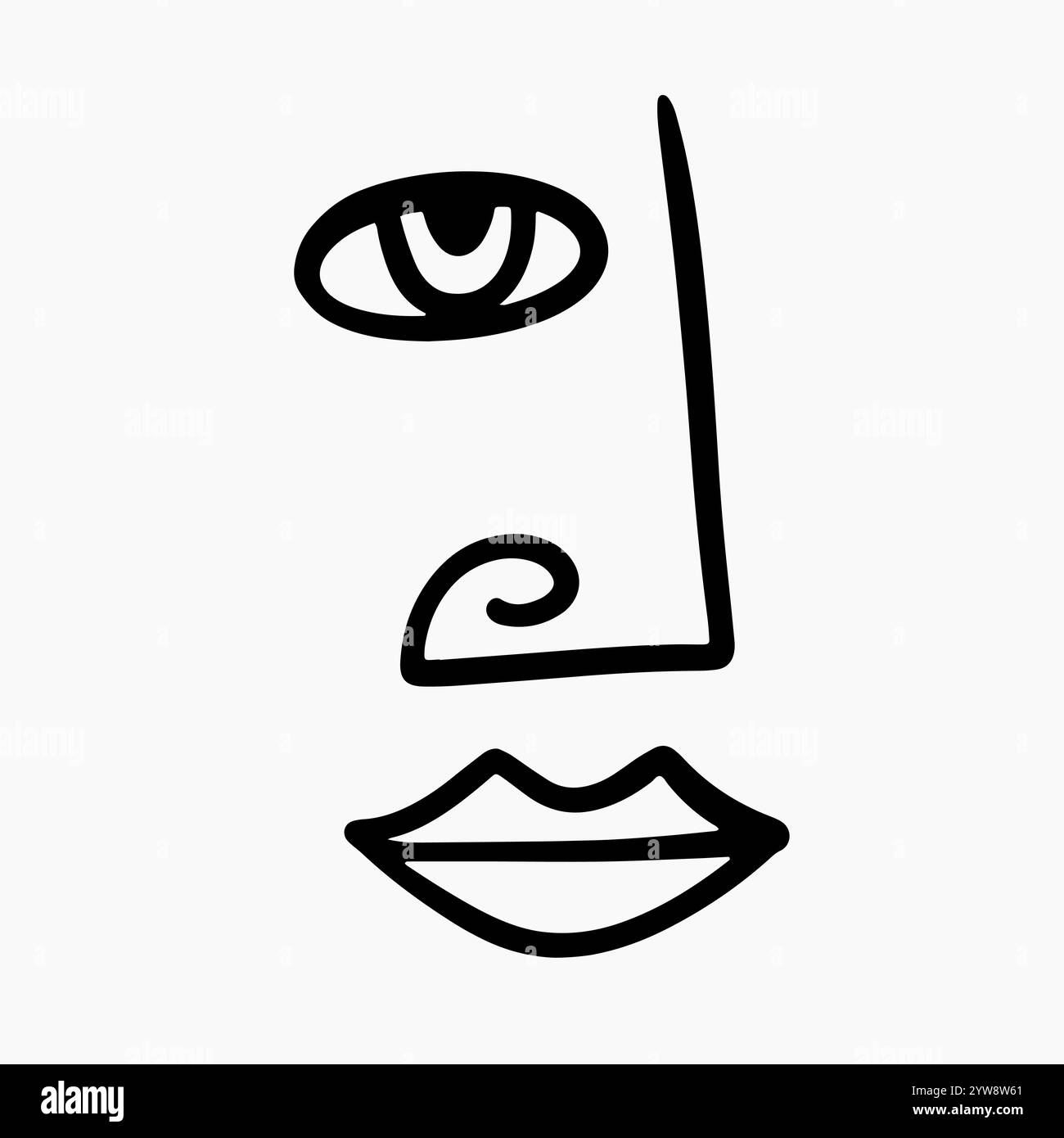 Abstract one line drawing woman face portrait logo Stock Vector Image ...