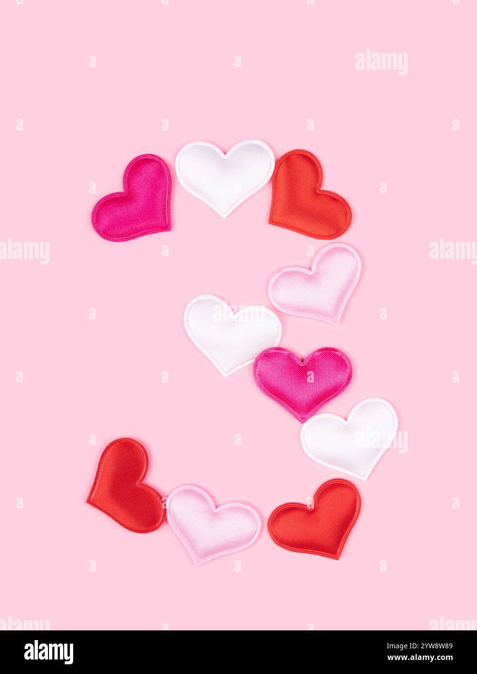 Number 3 three made of glossy atlas hearts isolated on solid pink ...