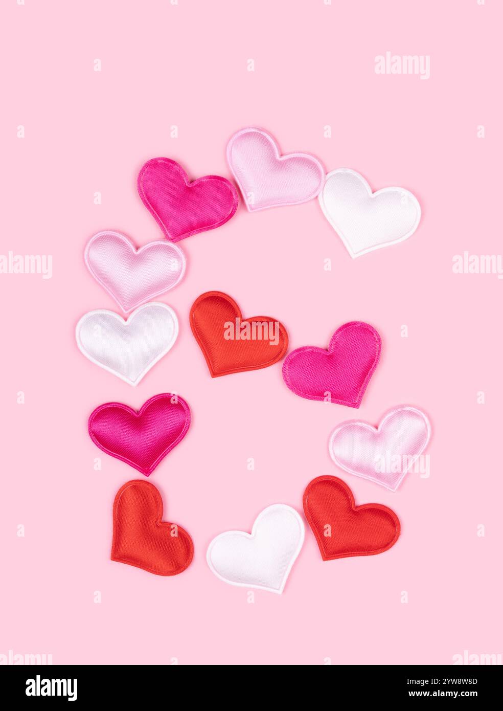 Number 6 six made of glossy atlas hearts isolated on solid pink ...