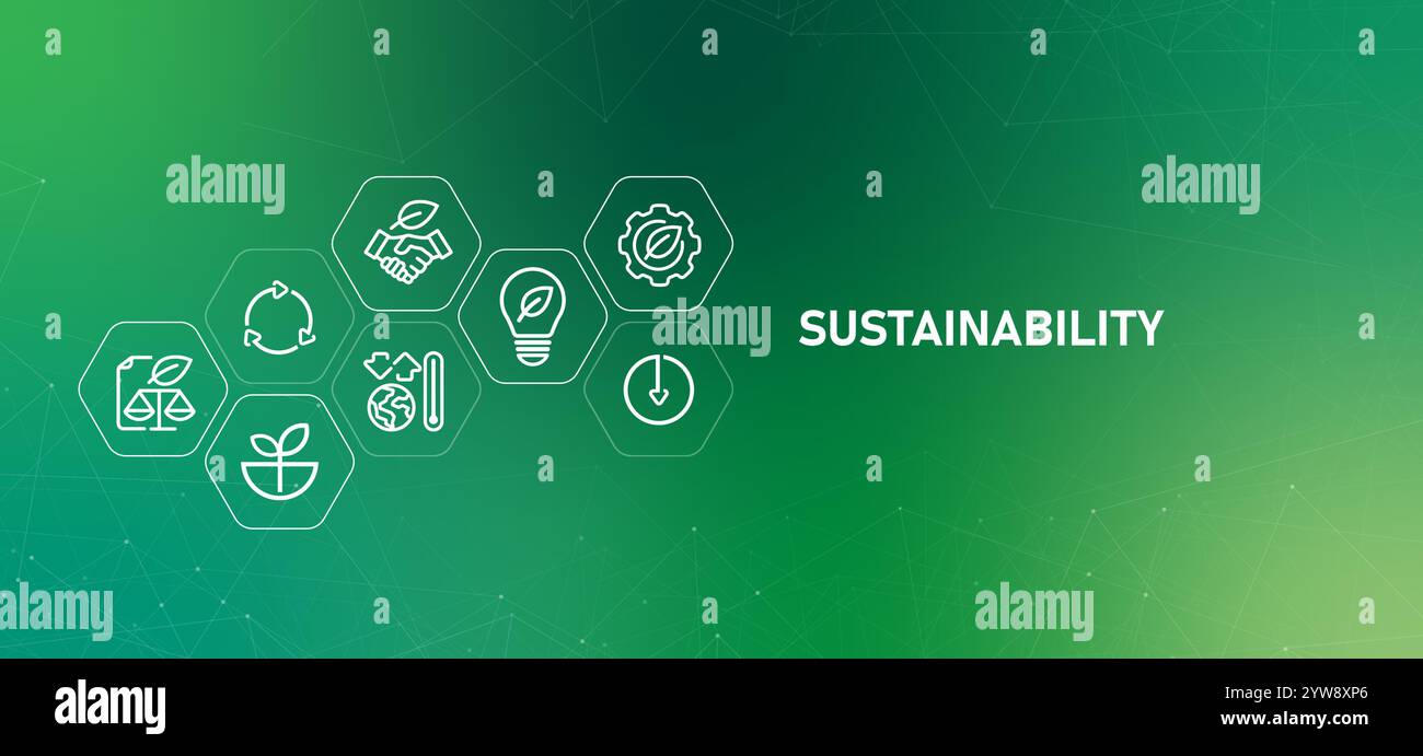 Sustainability green gradient concept web header illustration icon for ...