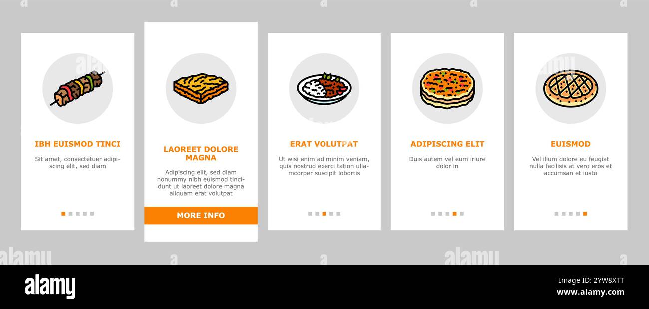 turkish cuisine food meal onboarding icons set vector Stock Vector ...