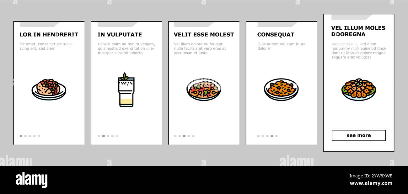 turkish cuisine food meal onboarding icons set vector Stock Vector ...