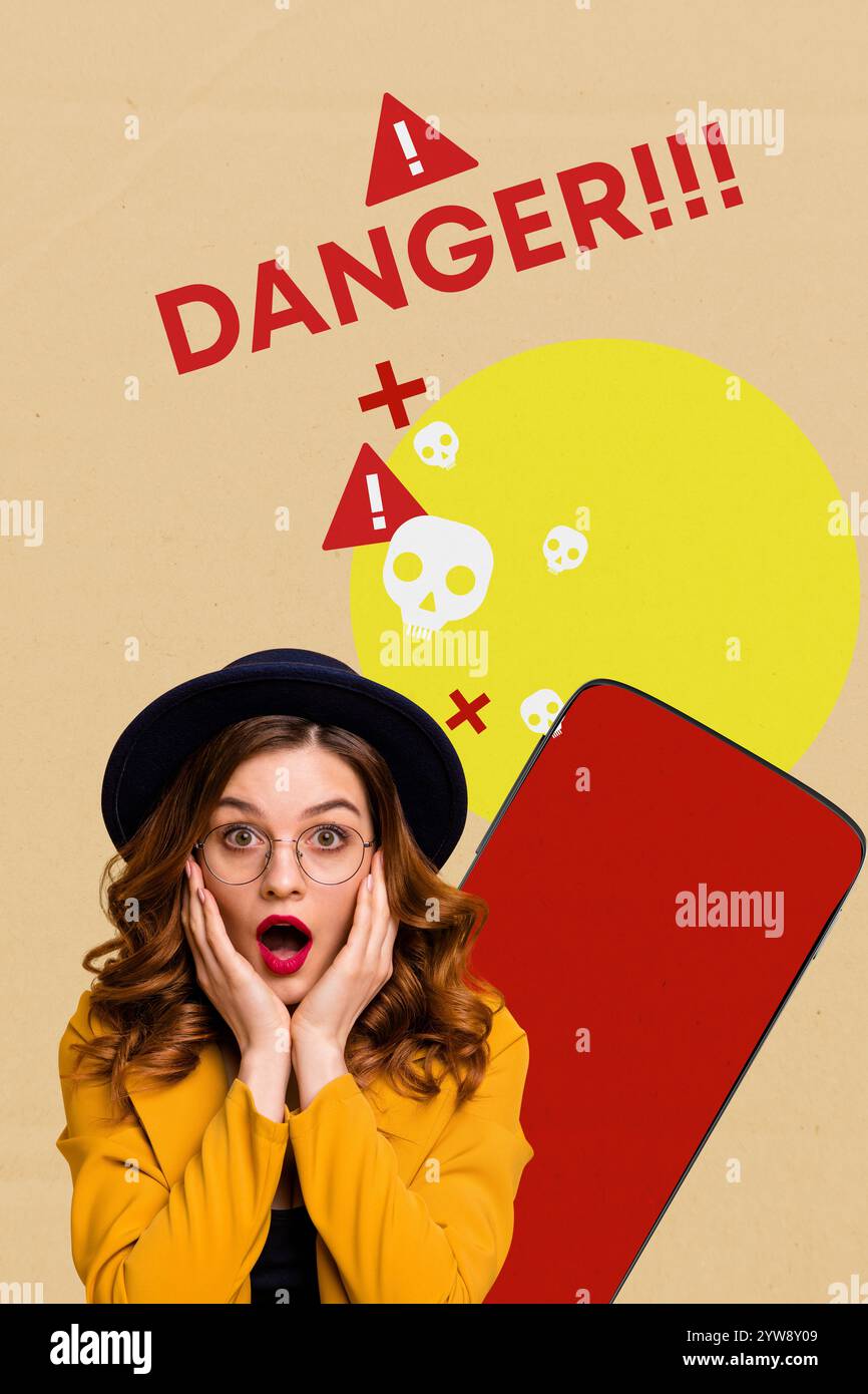 Composite trend artwork sketch image collage of danger cybersecurity ...