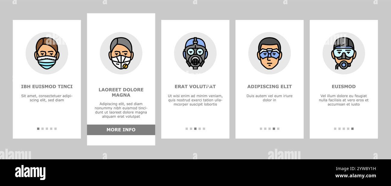 mask virus face safety onboarding icons set vector Stock Vector Image ...
