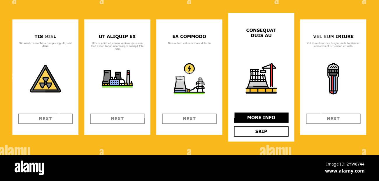nuclear energy power plant onboarding icons set vector Stock Vector Image & Art - Alamy