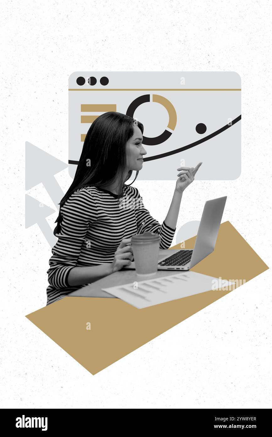 Vertical collage picture young businesswoman employee worker ...