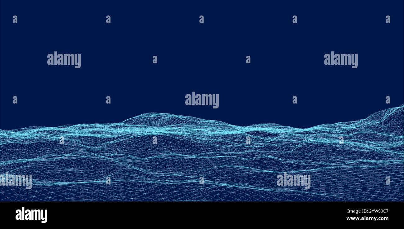 Vector retro futuristic background. Abstract digital landscape on ...