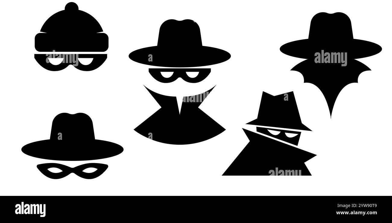 Incognito icons. Collection of anonymous and strangers Stock Vector ...