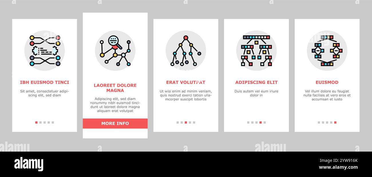 algorithm data technology ai onboarding icons set vector Stock Vector ... algorithm data technology ai onboarding icons set vector Stock Vector ...
