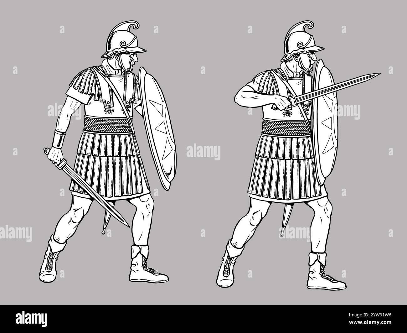 Macedonian warriors in battle. Ancient Greek infantry to color in Stock ...
