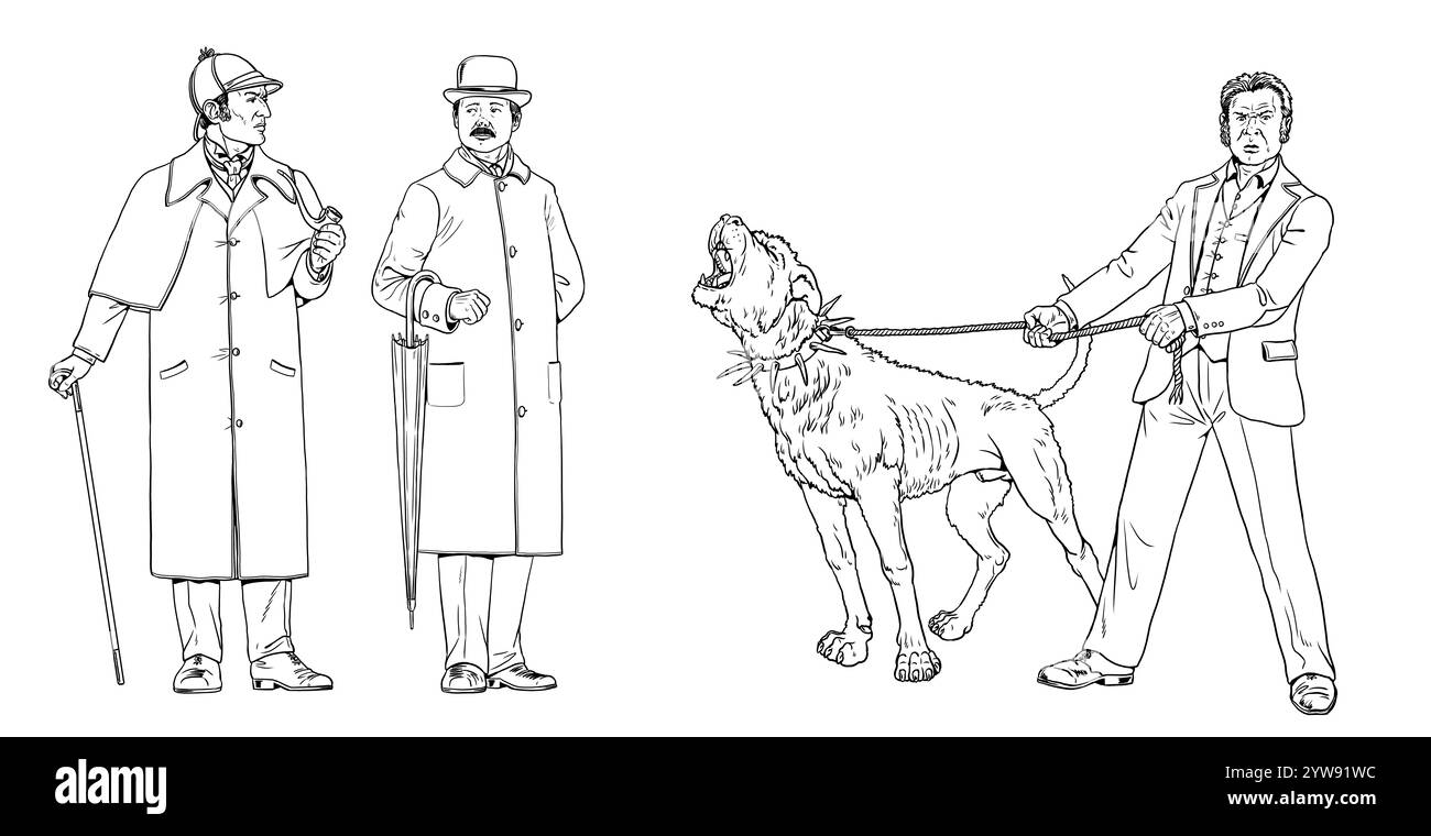Characters from Arthur Conan Doyle's book The Hound of the Baskervilles ...