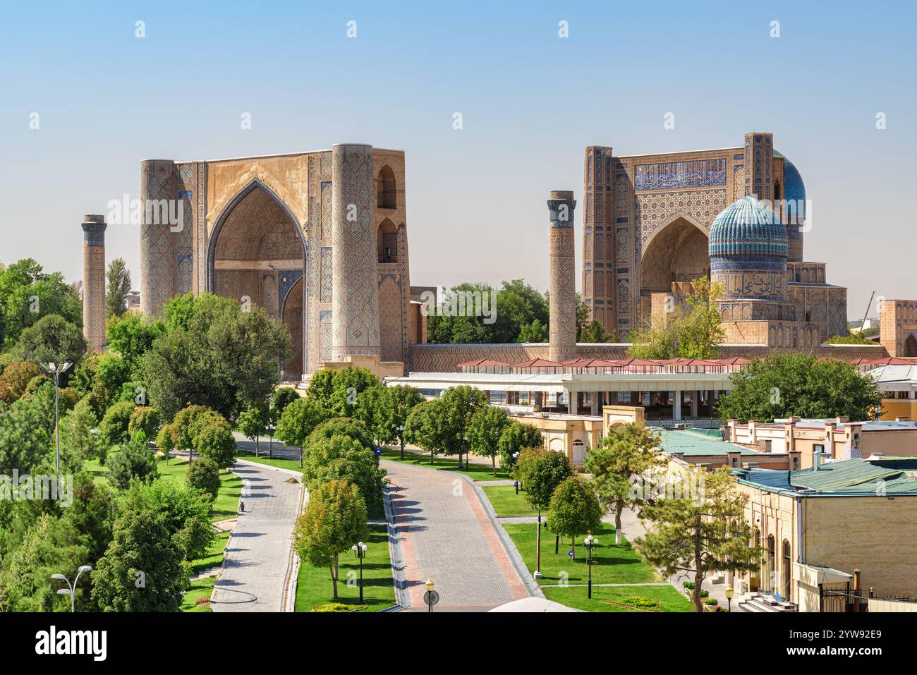 Awesome view of the Bibi-Khanym Mosque in Samarkand, Uzbekistan Stock ...