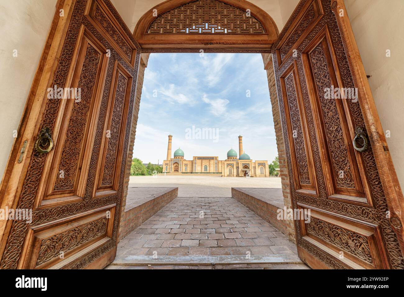 Hazrati Imam Mosque and Muyi Muborak Madrasah, Uzbekistan Stock Photo ...