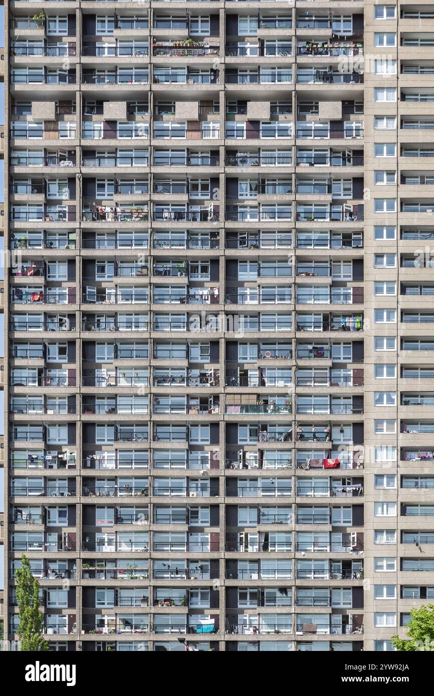 A Brutalist style tower block, Trellick Tower, in London, UK Stock ...