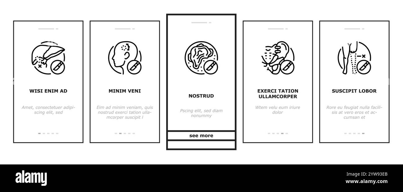 surgery operate room invasive onboarding icons set vector Stock Vector ...